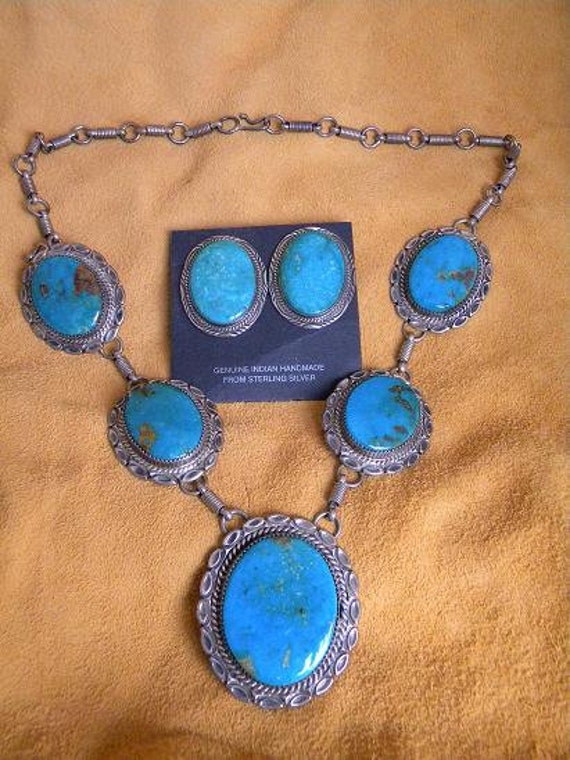 Sterling Silver and Turquoise Necklace Set by Danny S… - Gem
