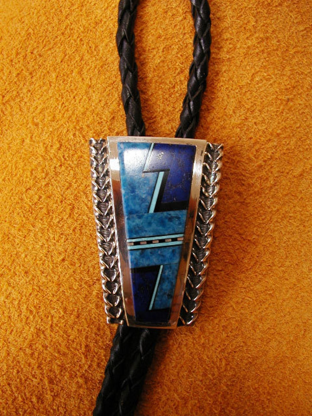 Mosaic Inlay Lapis, Turquoise and Black Onyx Bolo Tie, Handmade by ...