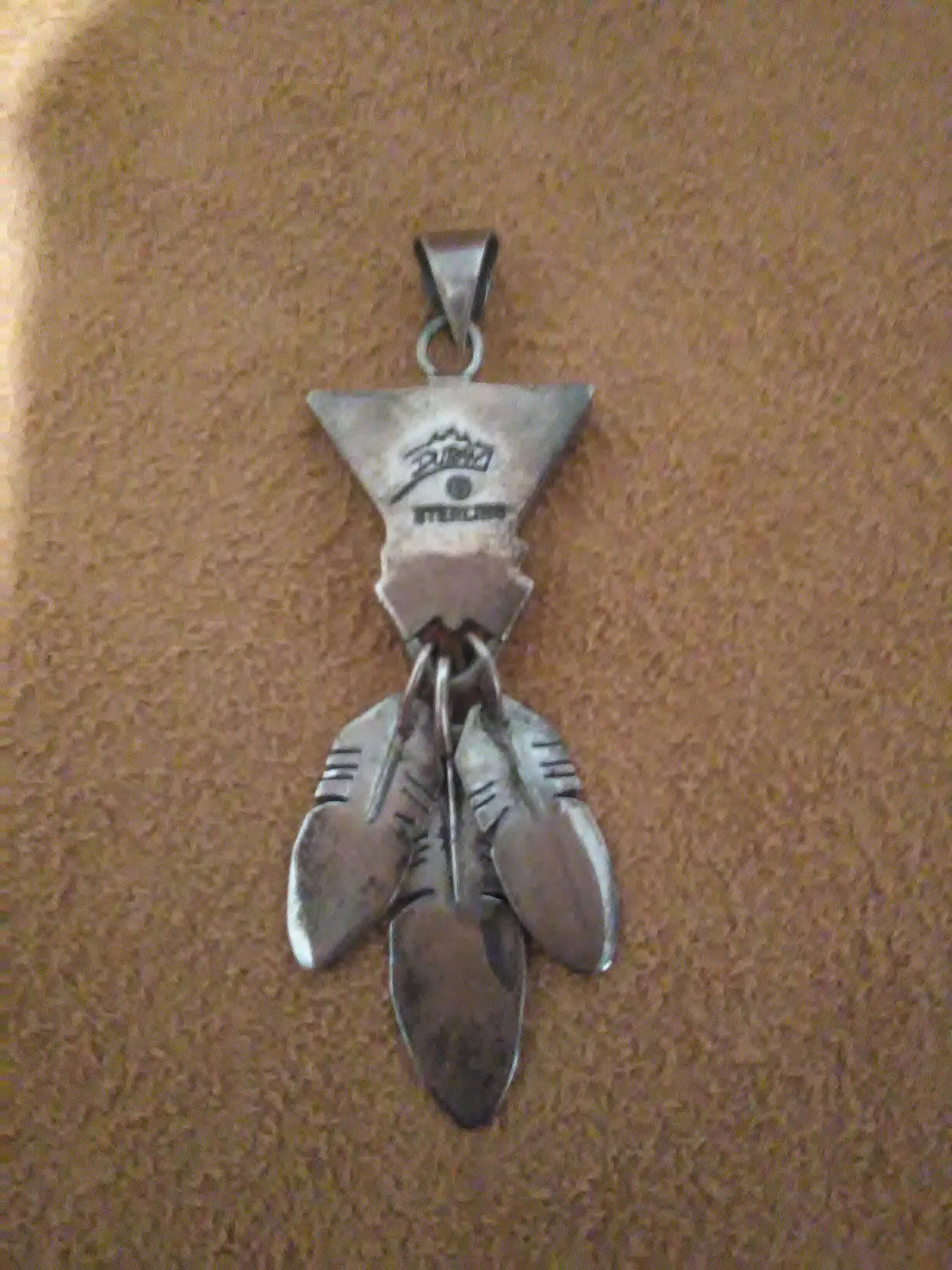 Large Three-feather Arrowhead Pendant by Duran Gasper, Zuni - Etsy