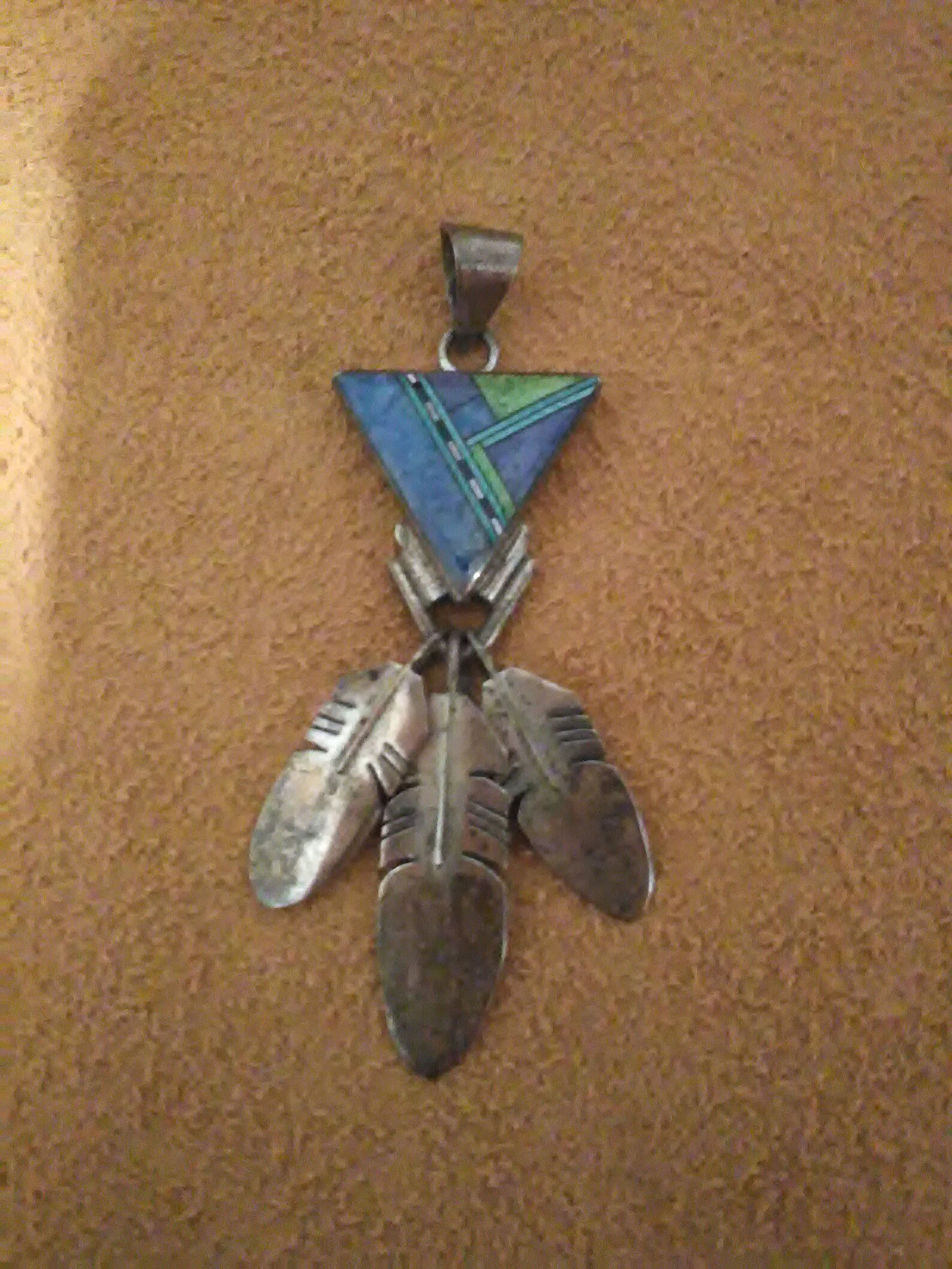 Large Three-feather Arrowhead Pendant by Duran Gasper, Zuni - Etsy