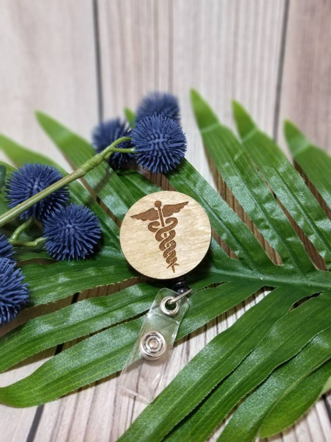 Caduceus Badge Reel-wooden Badge Reel-wooden Name Badge Clip-nursing ...