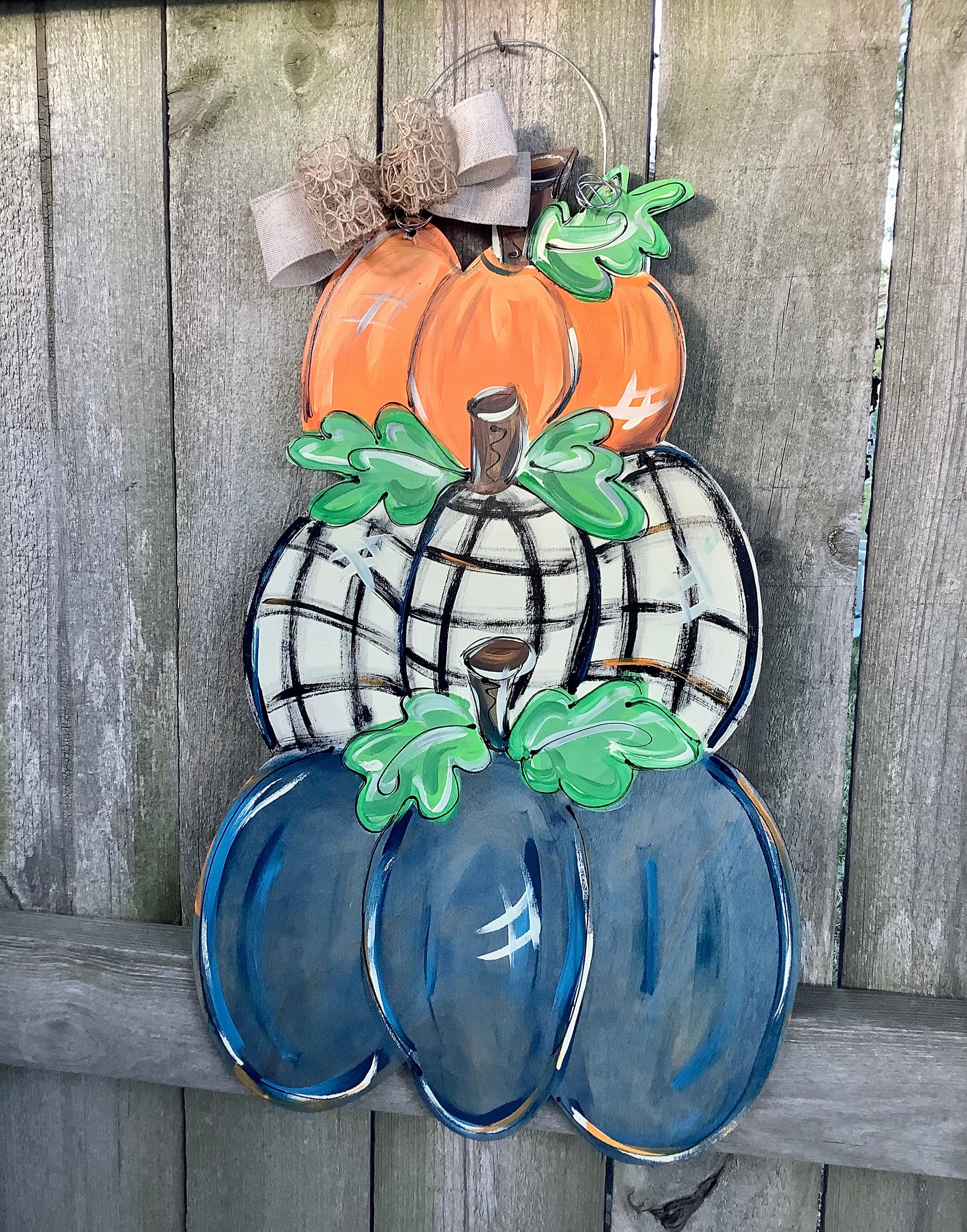 Fall Wooden Door Hanger | Stacked Pumpkin Door Hanger | Fall Decor ...