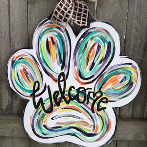 Dog Door Hanger for Front Door | Paw Print | Door Hanger | Dog Decor - Etsy