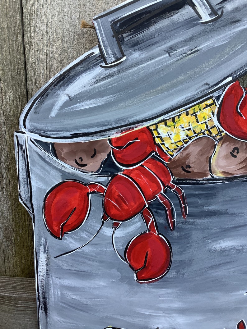 Crawfish Boil Door Hanger | Louisiana Style Painted Wood Sign - Etsy