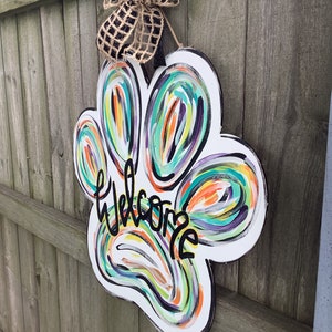 Dog Door Hanger for Front Door | Paw Print | Door Hanger | Dog Decor - Etsy