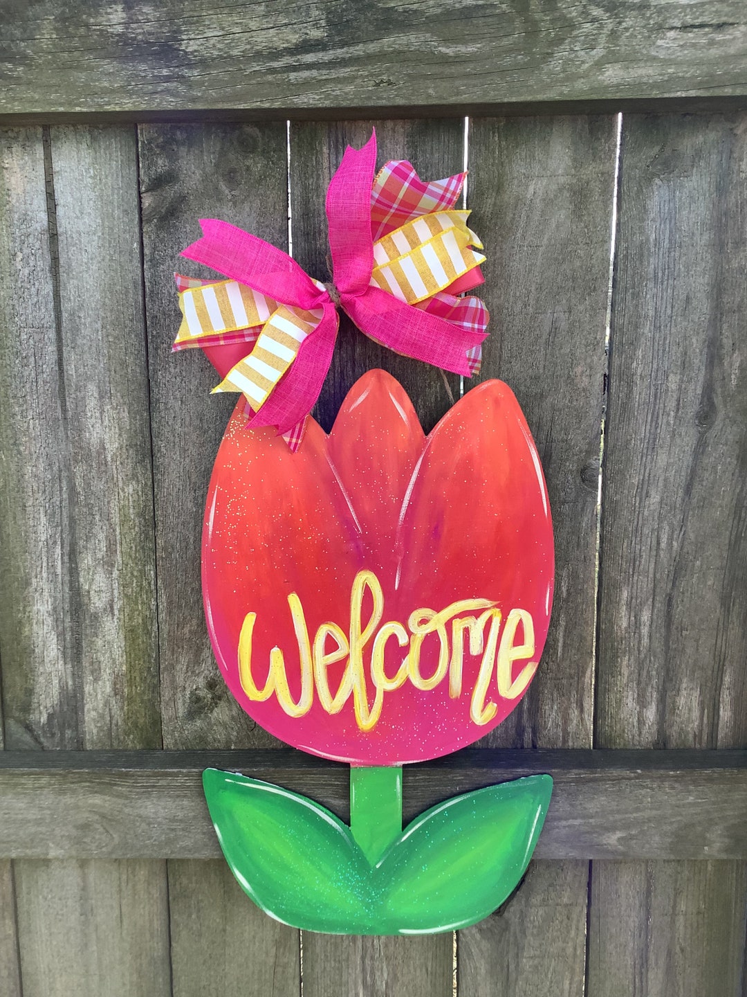 Tulip Door Hanger | Tulip Door Sign | Spring Door Hanger | Welcome Door ...
