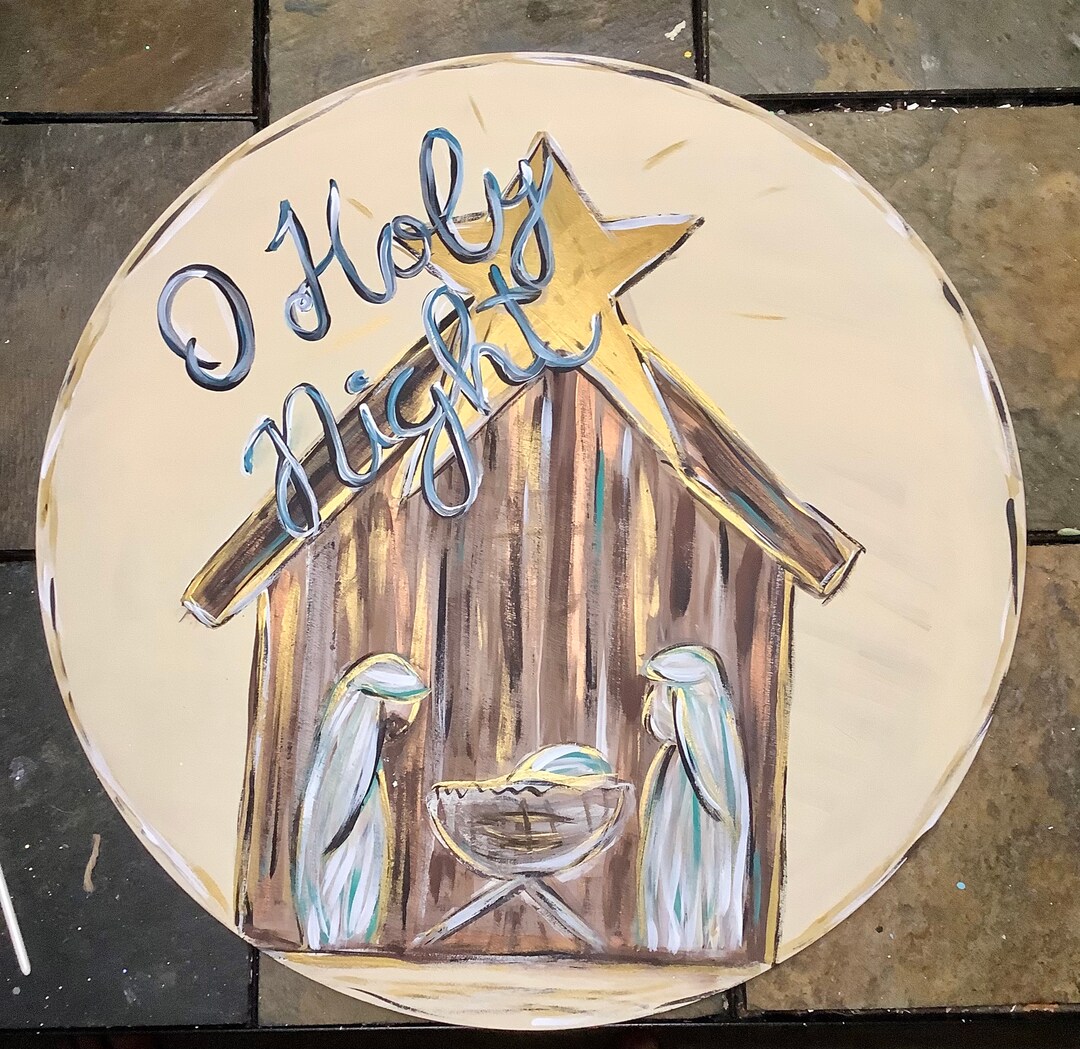 Christmas Door Hanger/ O Holy Night /personalized Holiday Decor ...