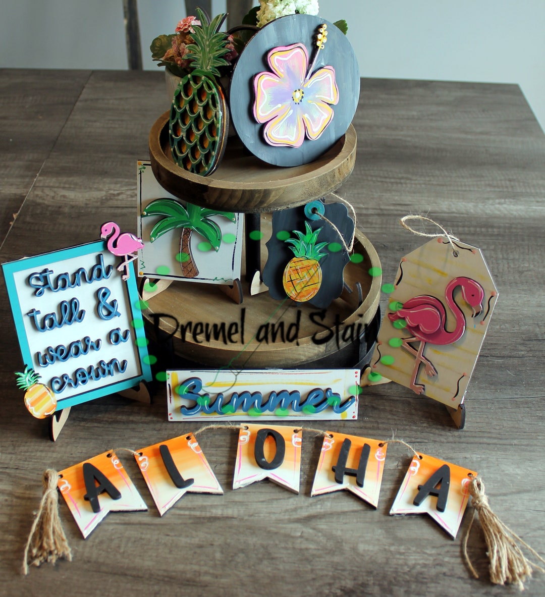 Hand Painted Summer Tiered Tray Decor Set, 8 Piece - Etsy