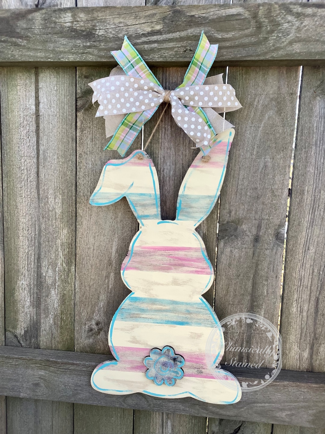 Easter Door Hanger- Bunny Door Hanger- Spring Door Hanger- Personalized ...