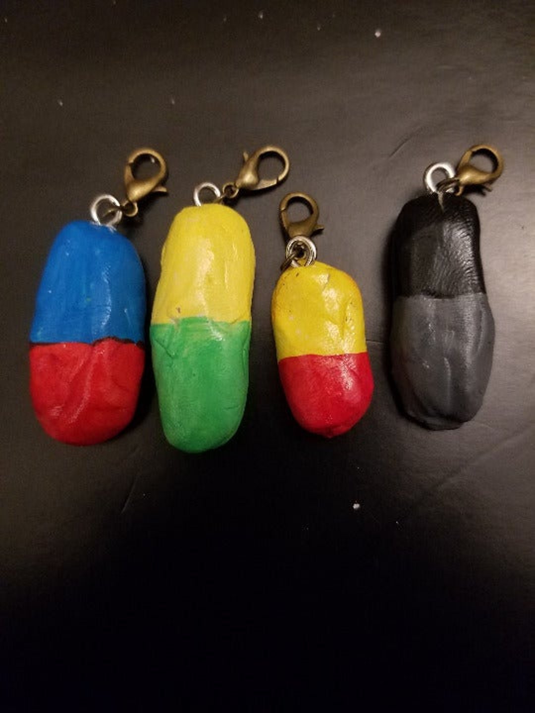 Set of 4 Two Tone Capsule Pill Charms - Etsy