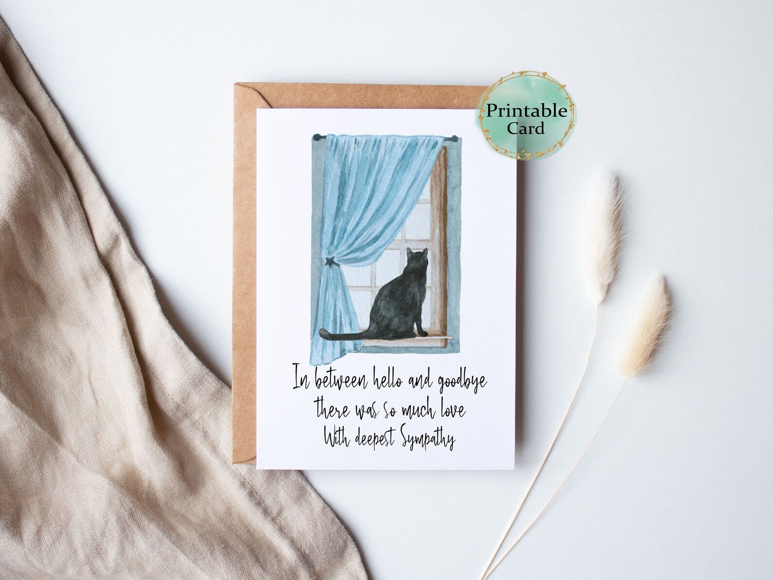Cat Sympathy Card Printable Pet Condolence Card Pet - Etsy