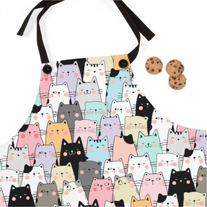Cute Cat Pattern Apron, Baking Apron, Kitchen Apron, Cooking Gift, Cat ...