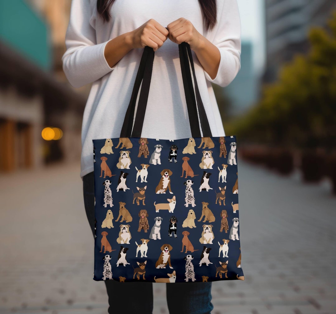 Dog Tote Bag, Grocery Bag Dog, Dog Pattern Tote Bag, Pet Owner Gift ...