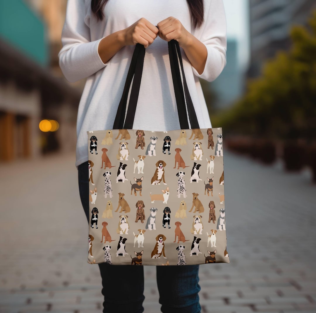 Dog Tote Bag, Grocery Bag Dog, Dog Pattern Tote Bag, Pet Owner Gift ...