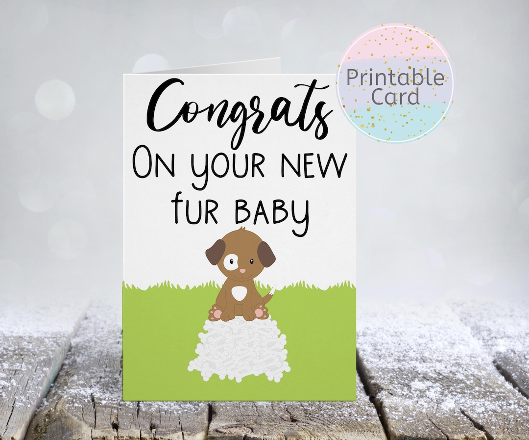 Cute New Puppy Card, Cute New Dog Card, Congratulations on Your Fur ...