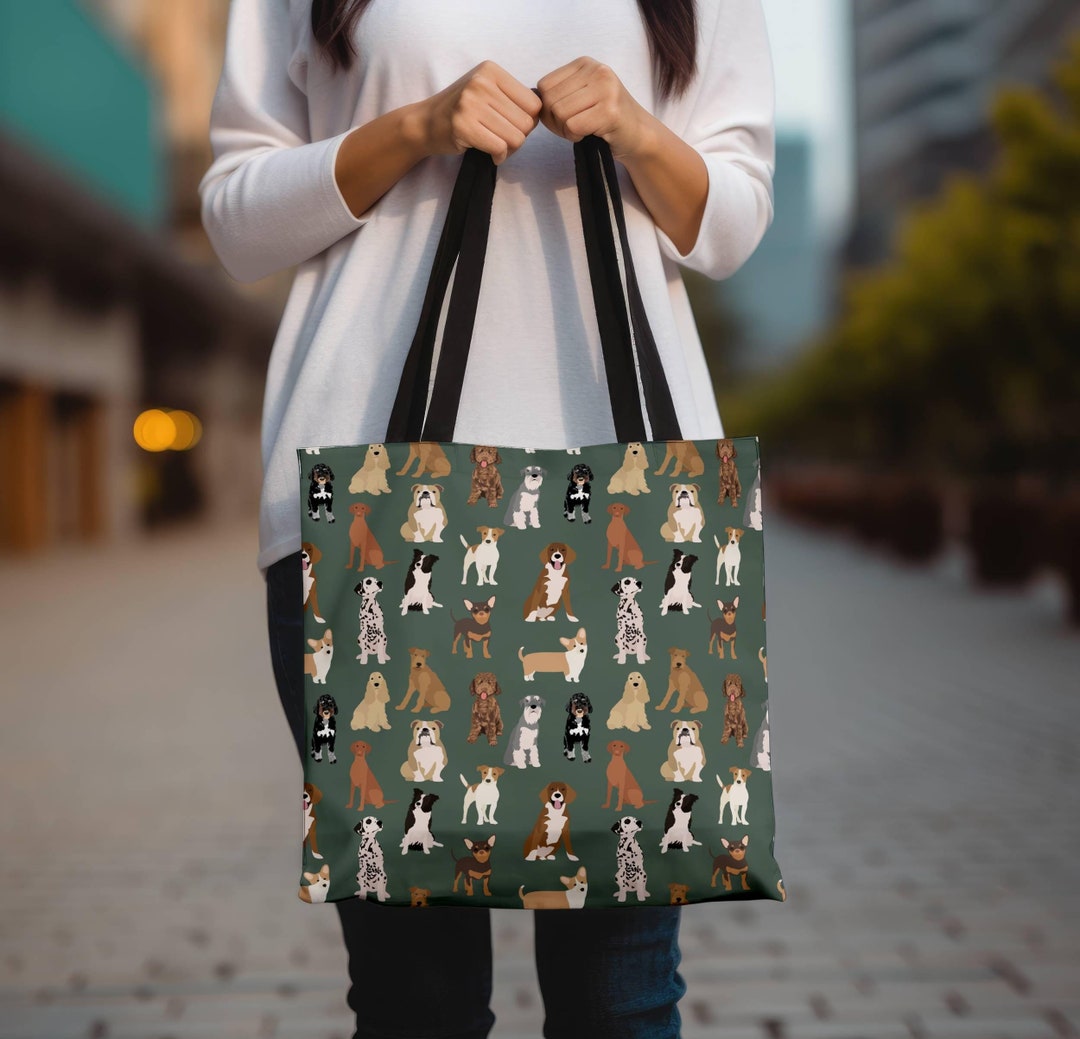 Cute Dog Print Tote Bag, Gift for Dog Lover, Pet Owner Gift, Grocery ...