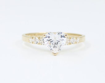 Heart Shaped Cz Ring - Etsy