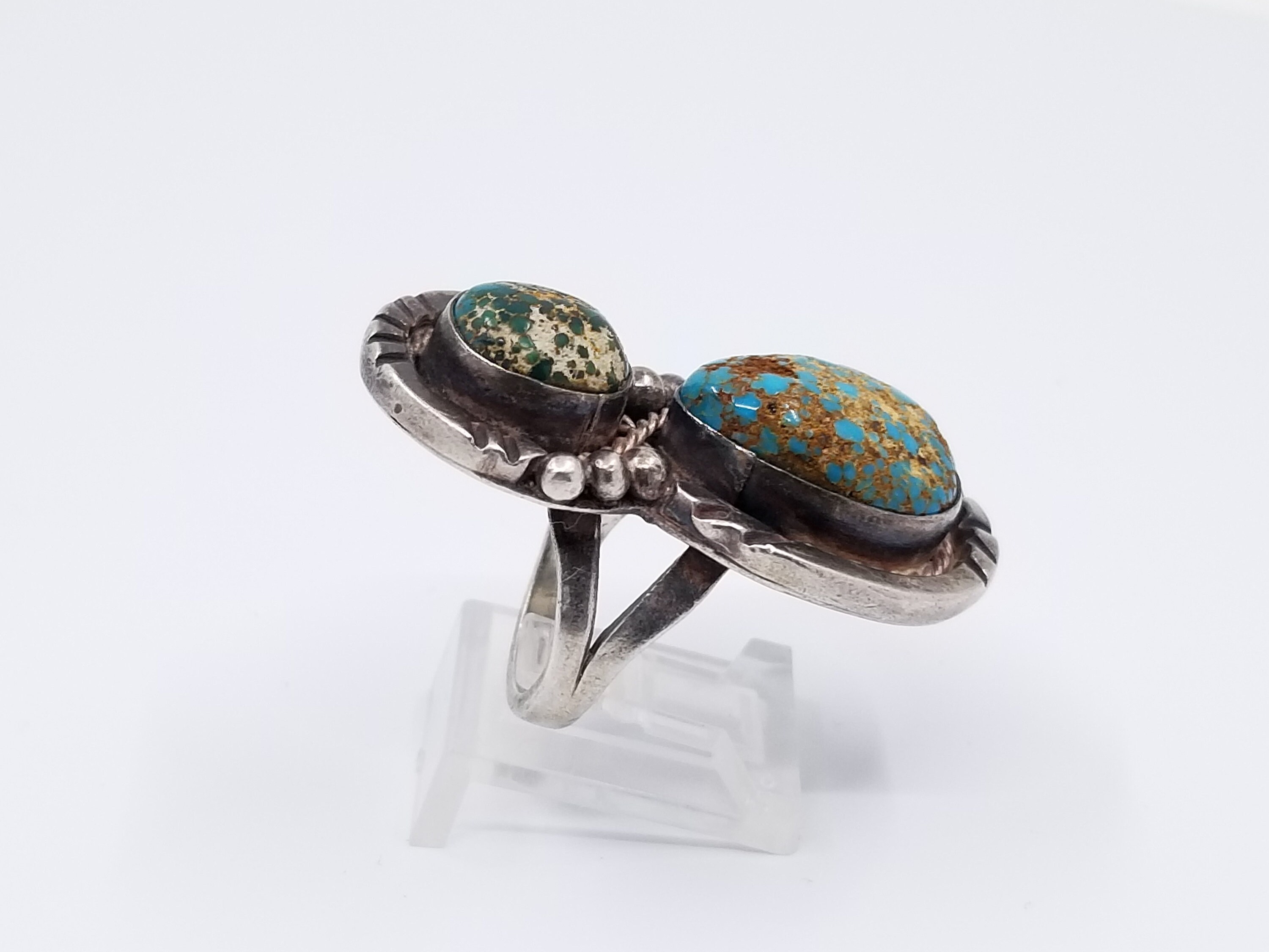 Silver Spotted Turquoise Infinity Band Ring, 925 Spotted Turquoise ...