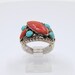 Turquoise and Red Coral Silver Ring Sterling Silver Vintage - Etsy