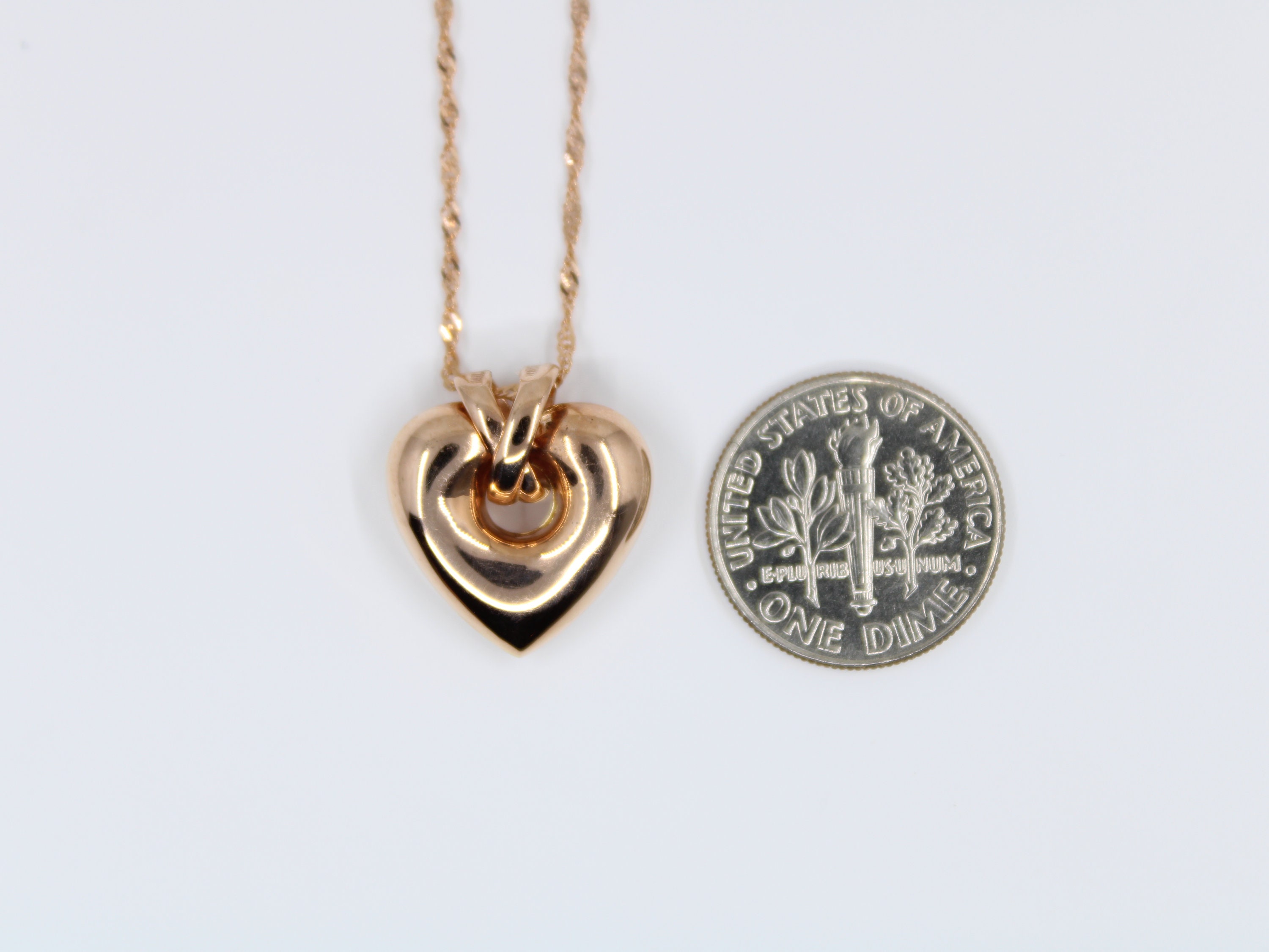 14K Solid Rose Gold Heart Charm, Rose Gold Open Heart With Twisted ...