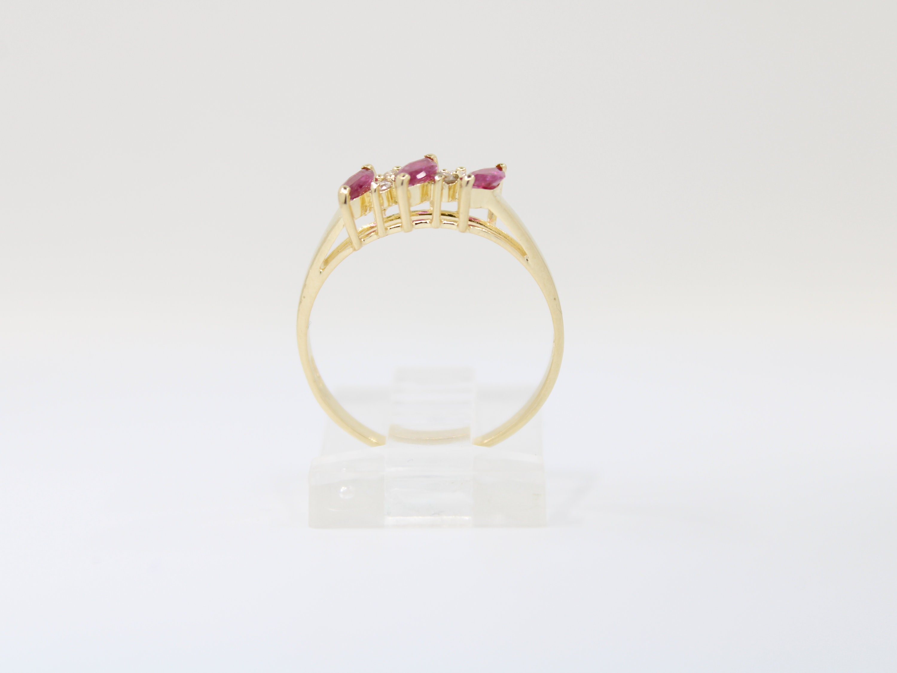 14K Solid Gold Ruby Diamond Princess Ring, Minimalist Yellow Gold Ruby ...