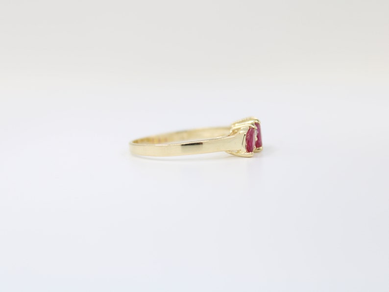 14K Solid Gold Ruby Diamond Princess Ring, Minimalist Yellow Gold Ruby ...