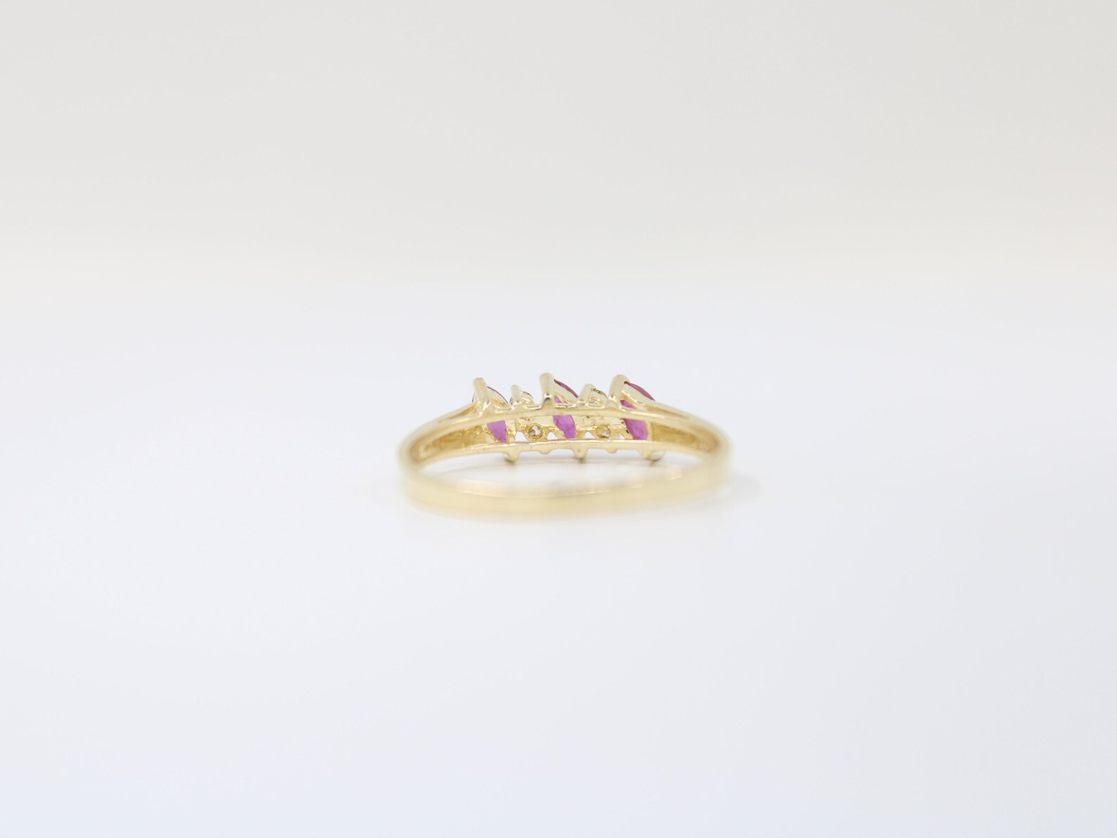 14K Solid Gold Ruby Diamond Princess Ring, Minimalist Yellow Gold Ruby ...