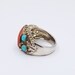 Turquoise and Red Coral Silver Ring Sterling Silver Vintage - Etsy