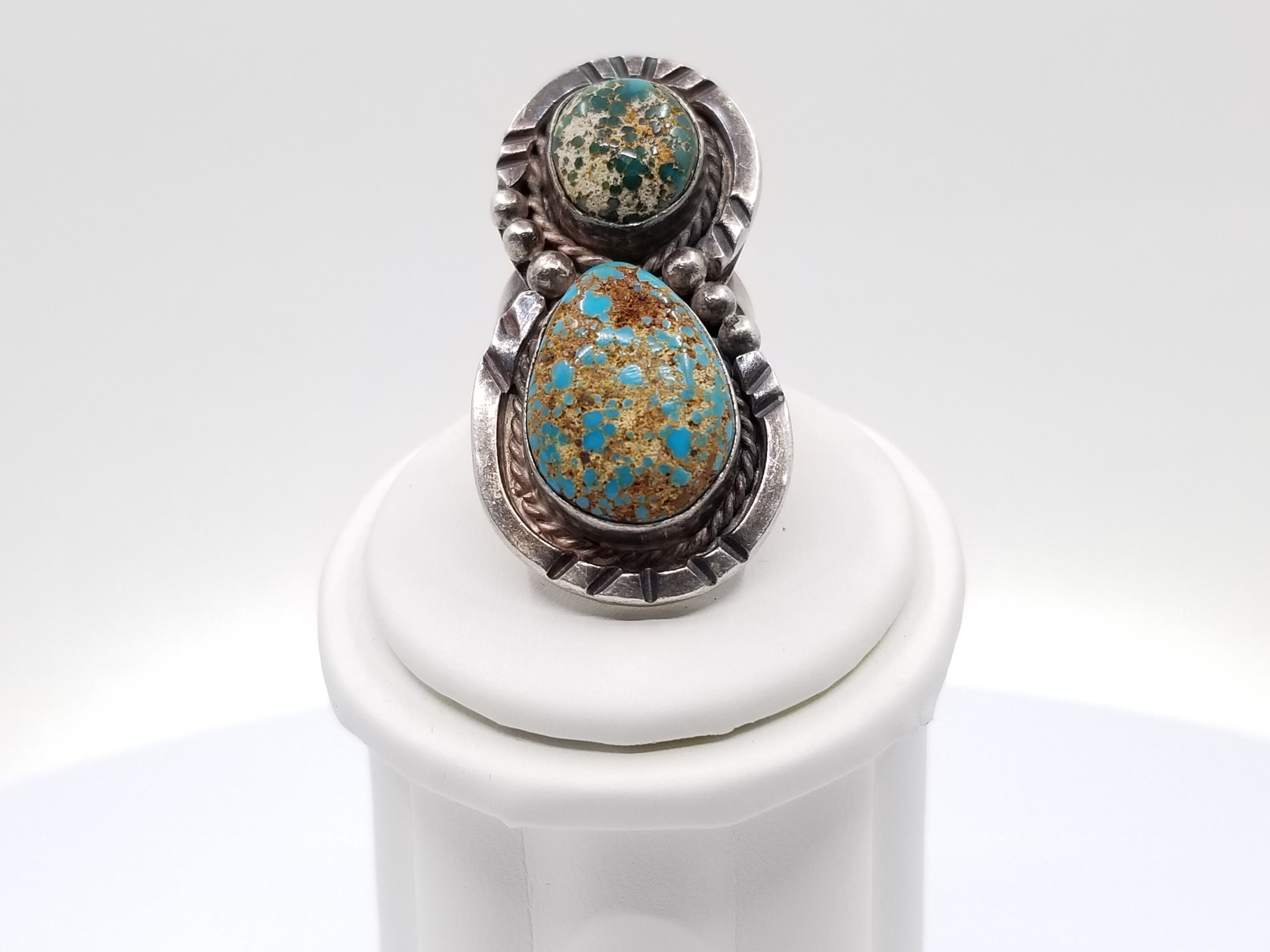 Silver Spotted Turquoise Infinity Band Ring, 925 Spotted Turquoise ...