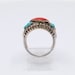 Turquoise and Red Coral Silver Ring Sterling Silver Vintage - Etsy