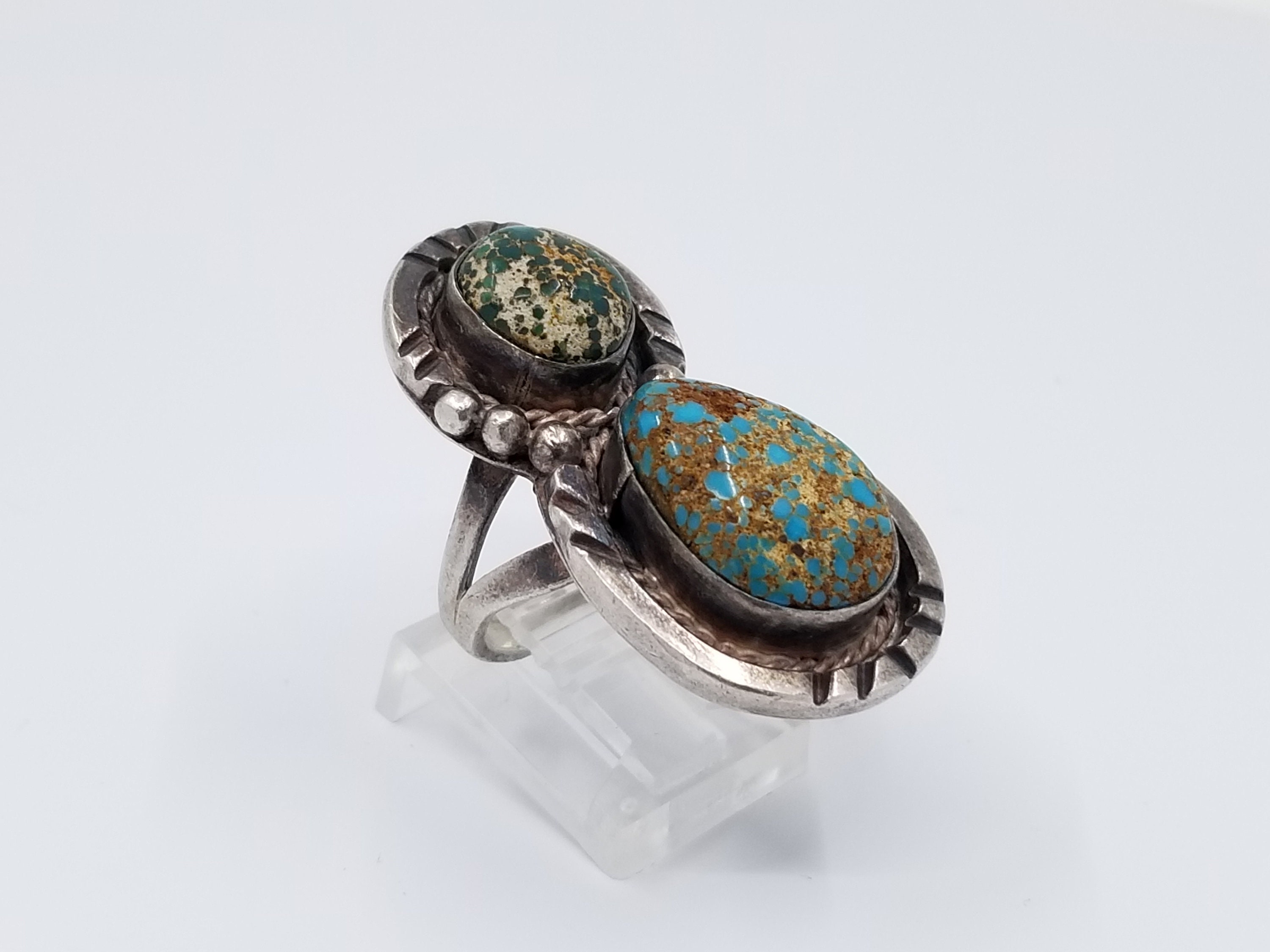 Silver Spotted Turquoise Infinity Band Ring, 925 Spotted Turquoise ...