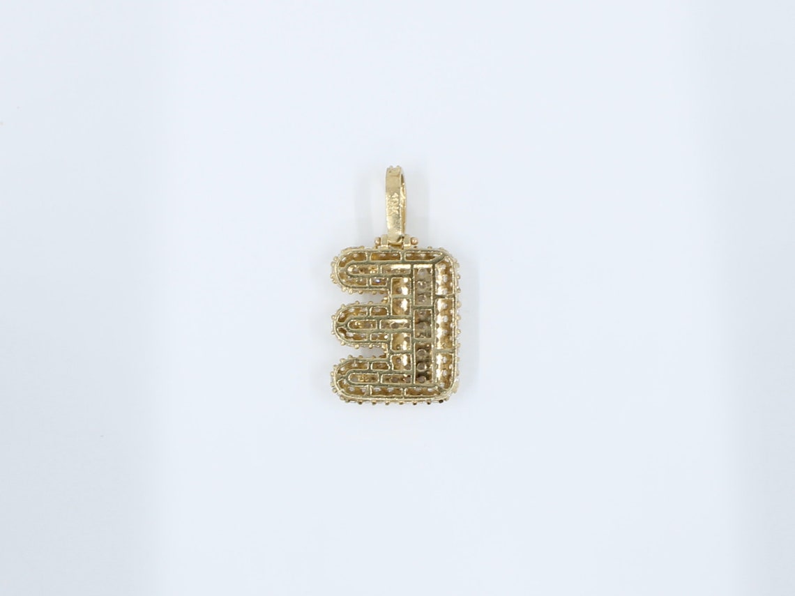 10K Solid Gold Letter E Initial CZ Diamond 2ct Charm Pendant - Etsy