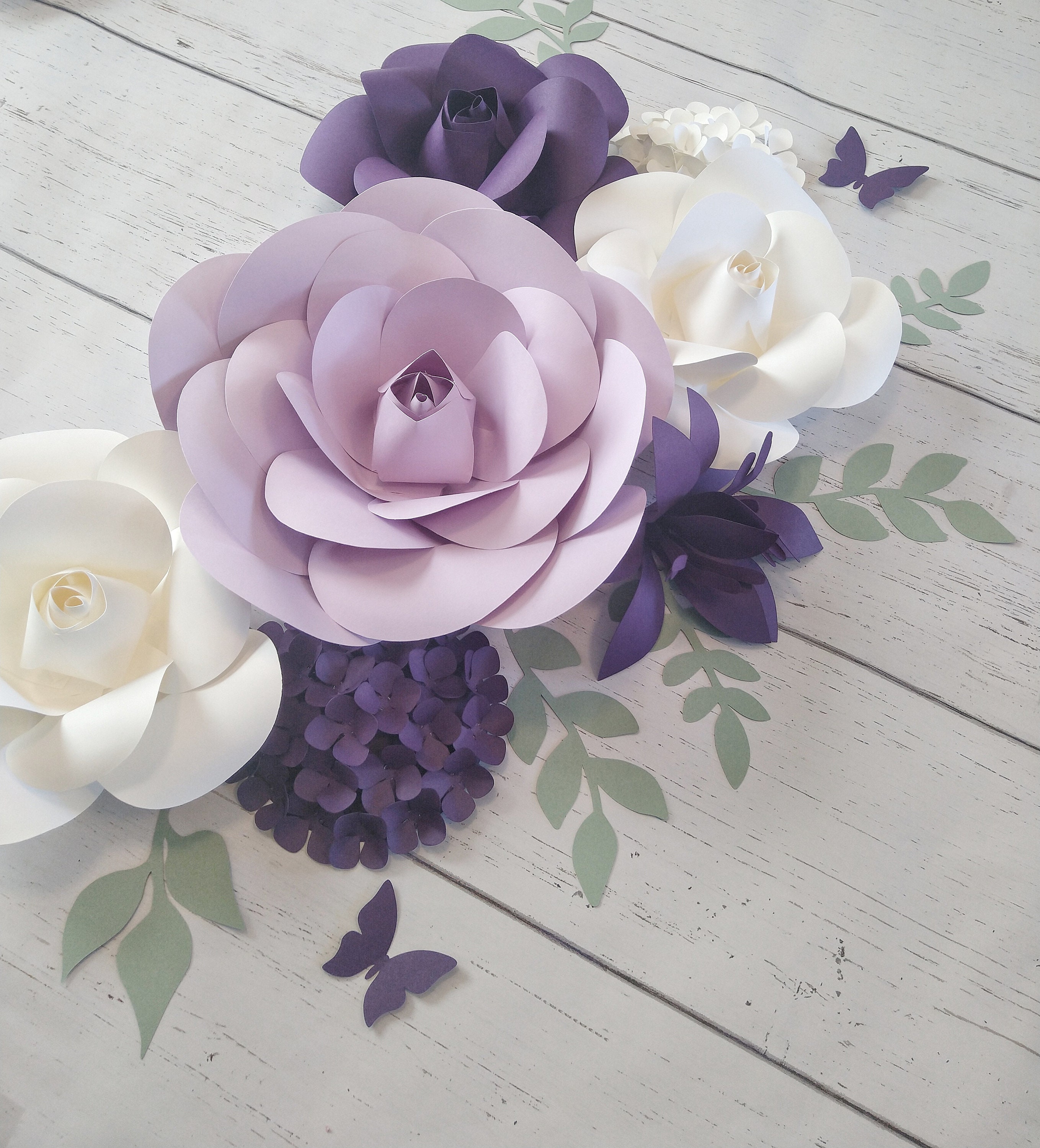 Purple Paper Flower Wall Arrangement, Nursery Decor - Etsy