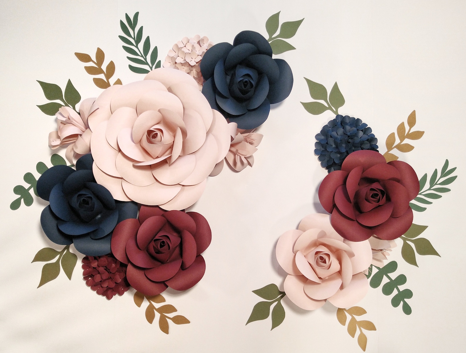 Paper Flowers Wall Decor Burgundy Navy Blue Blush Paper | Etsy