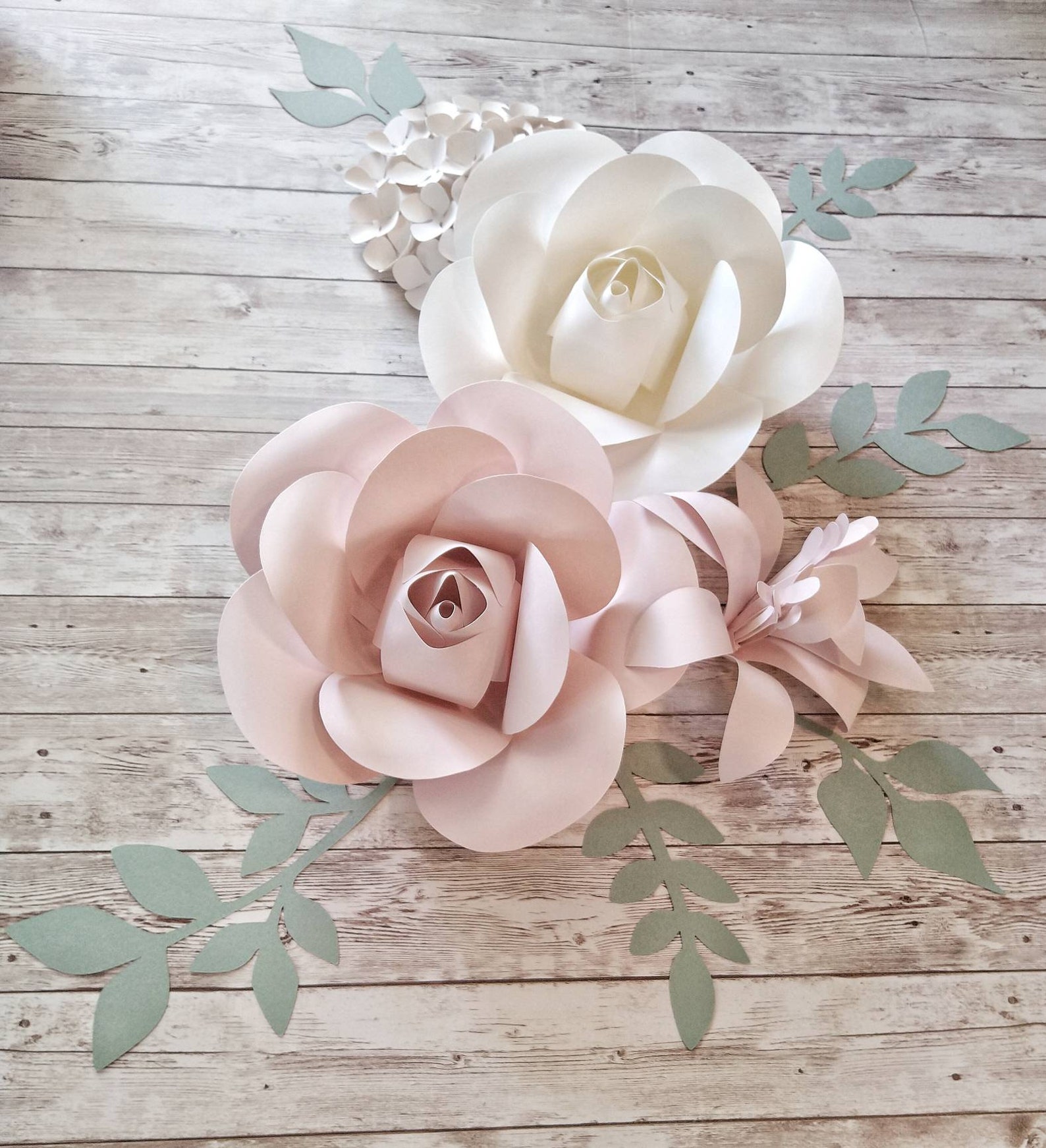 Blush Ivory Beige Paper Flowers Wall Arrangement Blush - Etsy