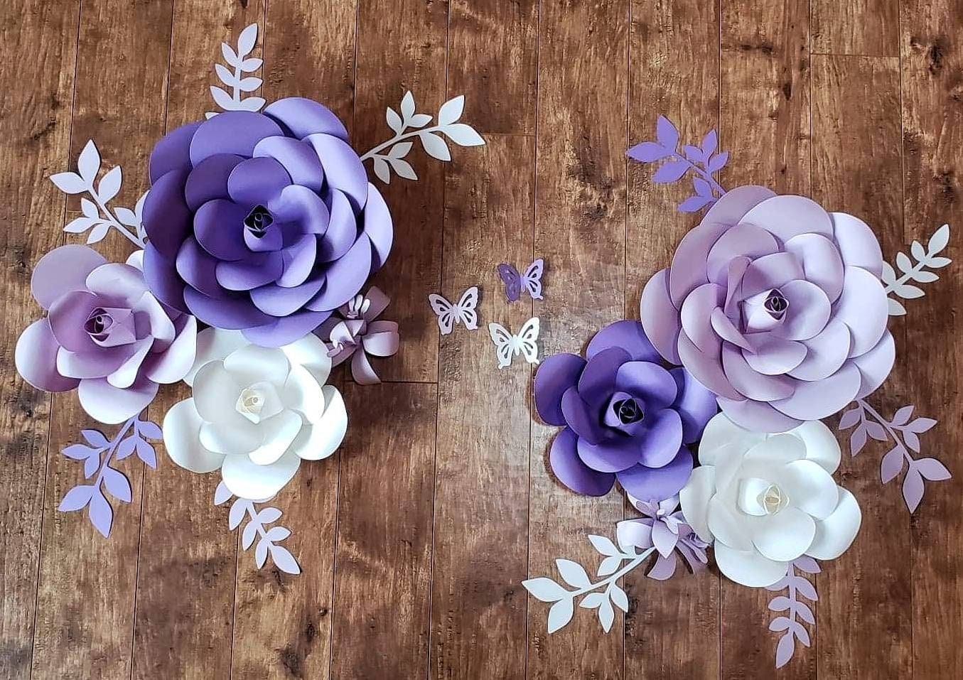 Paper Flower Wall Decor, Purple and White Paper Flowers, Nursery Wall ...