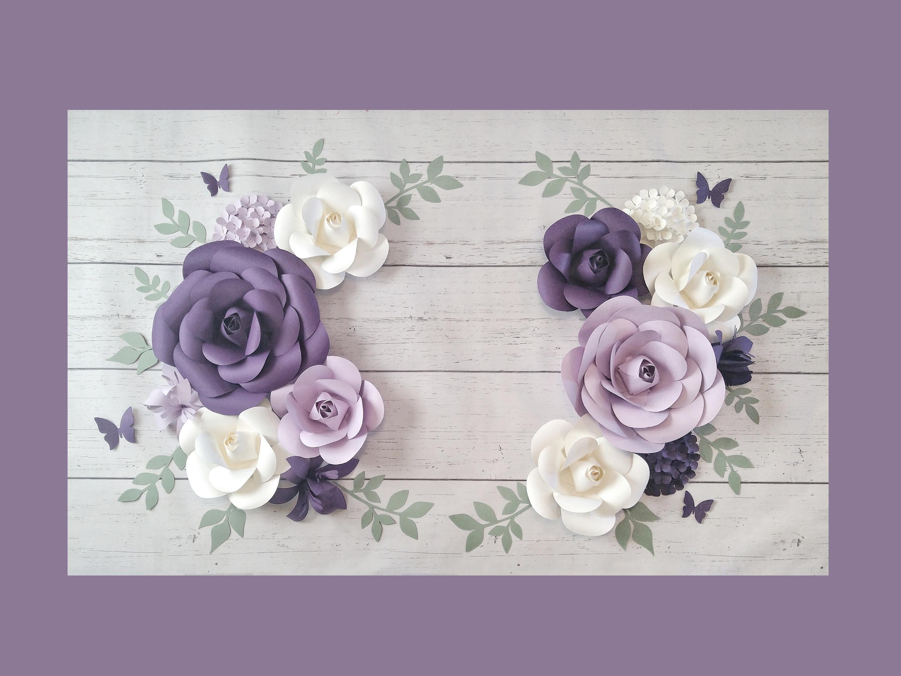 Purple Paper Flower Wall Arrangement, Nursery Decor - Etsy