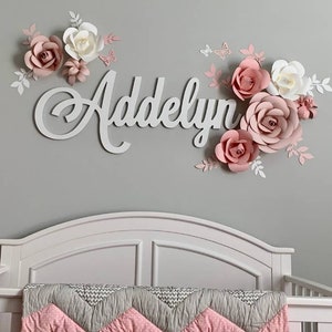 Blush, Pink, White Paper Flowers Wall Decor, Nursery Wall Flowers ...