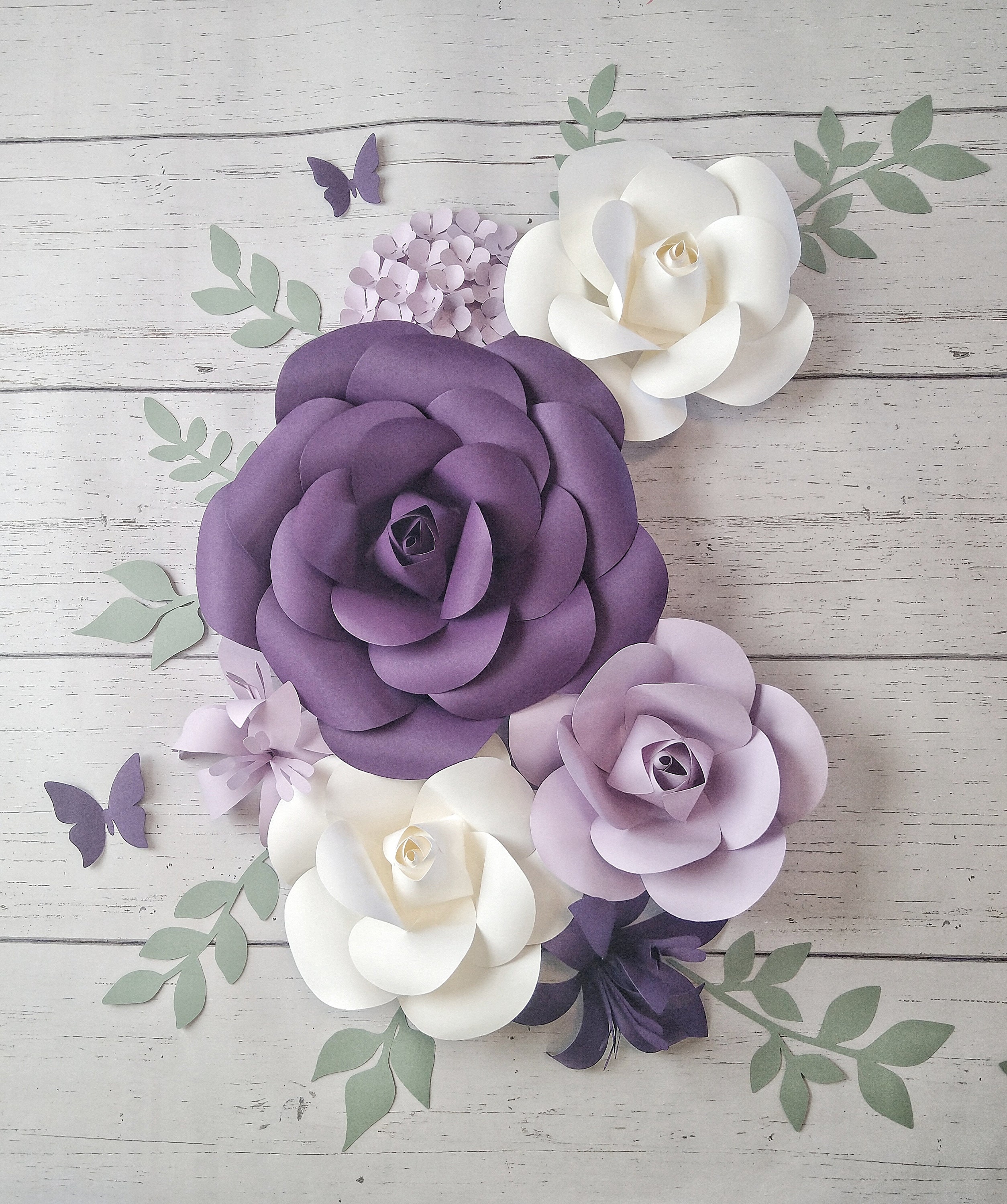 Purple Paper Flower Wall Arrangement, Nursery Decor - Etsy