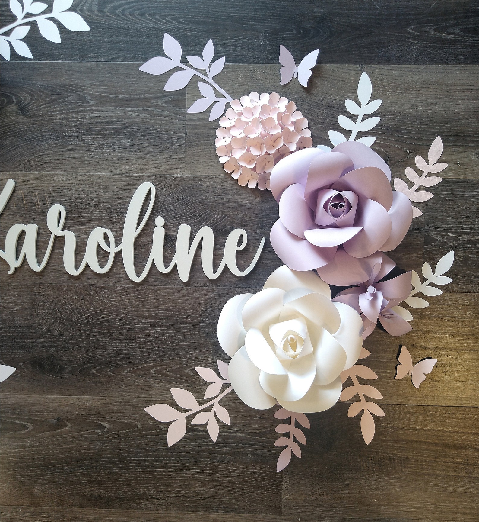 Custom Name Sign, Lavender Paper Flower Nursery Wall Decor - Etsy