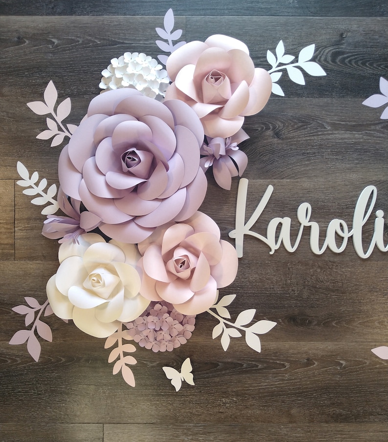 Custom Name Sign, Lavender Paper Flower Nursery Wall Decor - Etsy