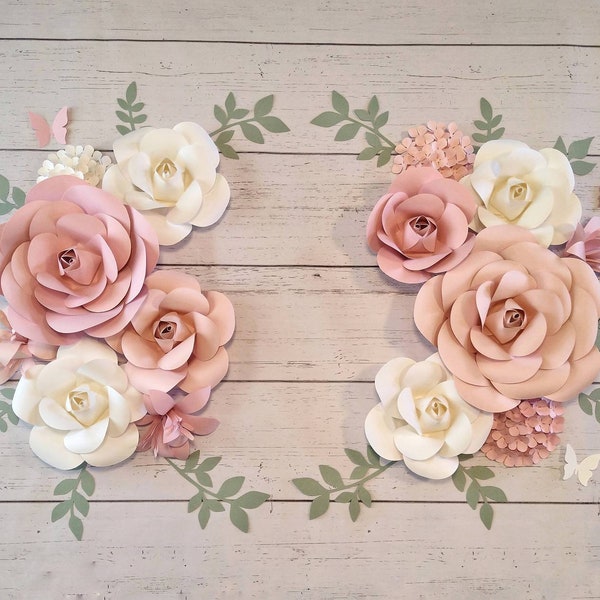 Pink Paper Flowers Wall Decor - Etsy