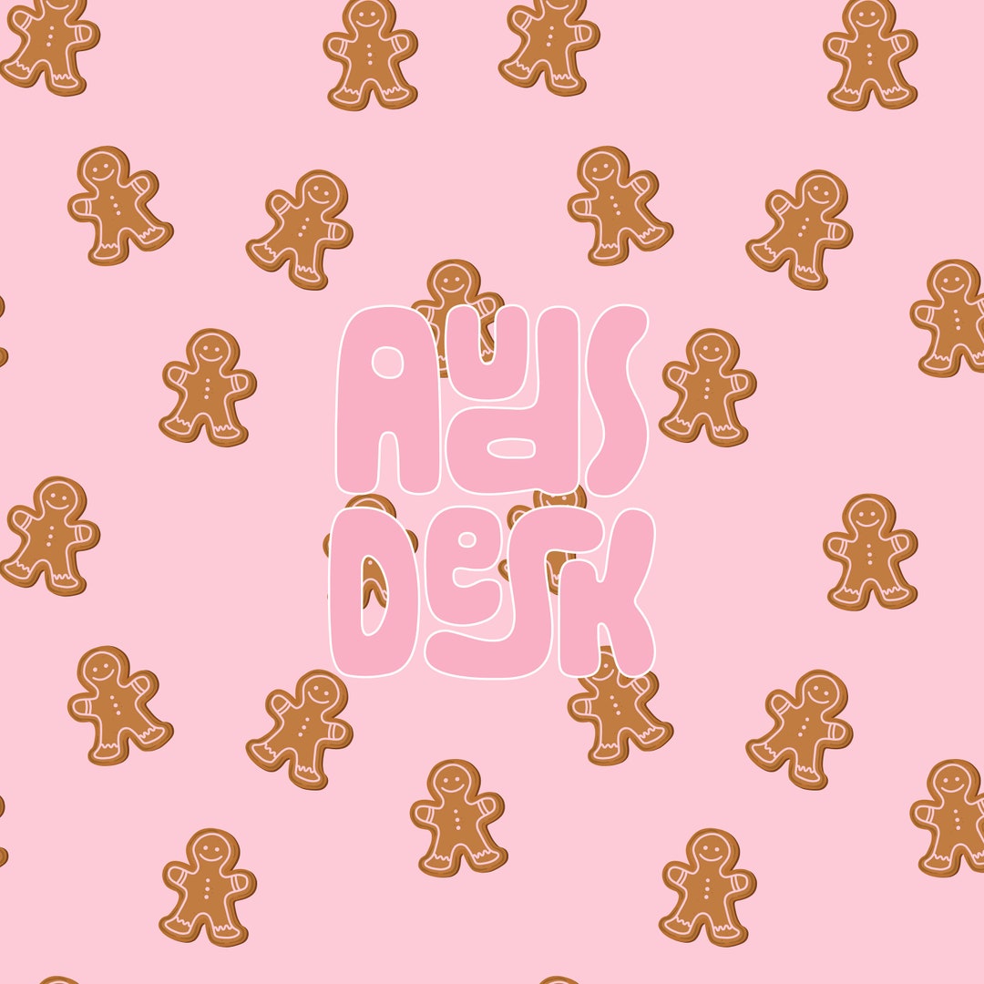 Gingerbread Man Seamless Pattern, Pink Christmas Fabric File (PNG, JPEG ...