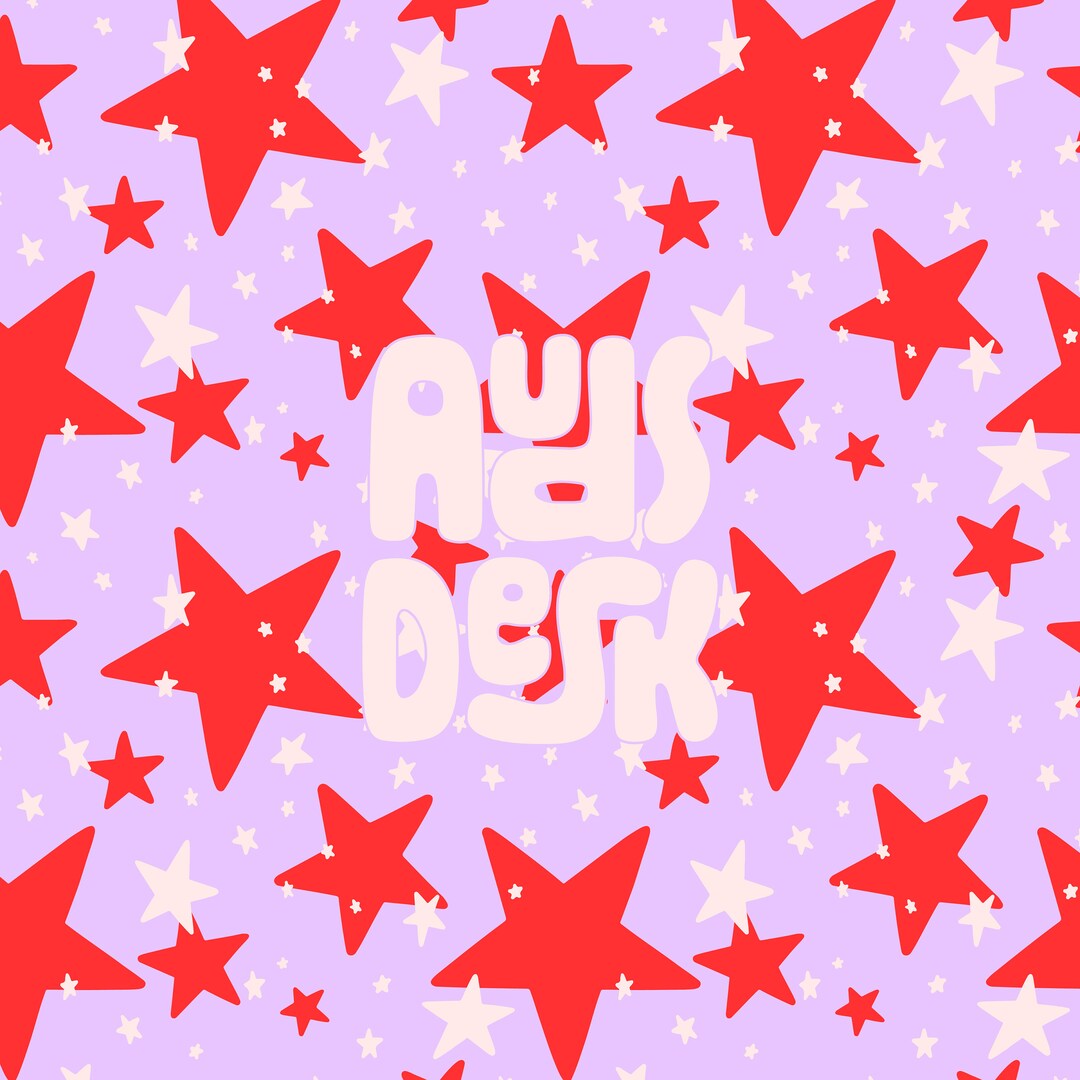 Funky Girly Stars Seamless Pattern, Retro Stars Fabric File, Red, Cream ...