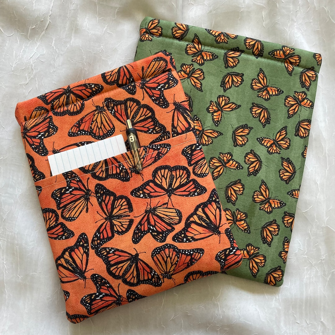 Monarch Butterfly Padded Book Sleeve W/ Pocket, Insect Cottagecore Cozy ...