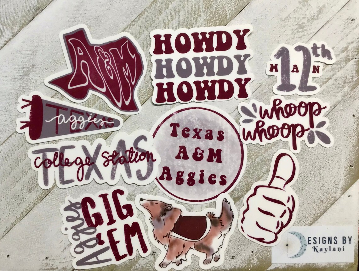 TAMU Texas A&M University College Station Sticker Pack | Etsy