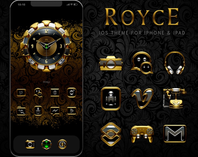 Gold, Silver & Black Theme App Icon Set, Luxury Icons, App Icons iPhone ...