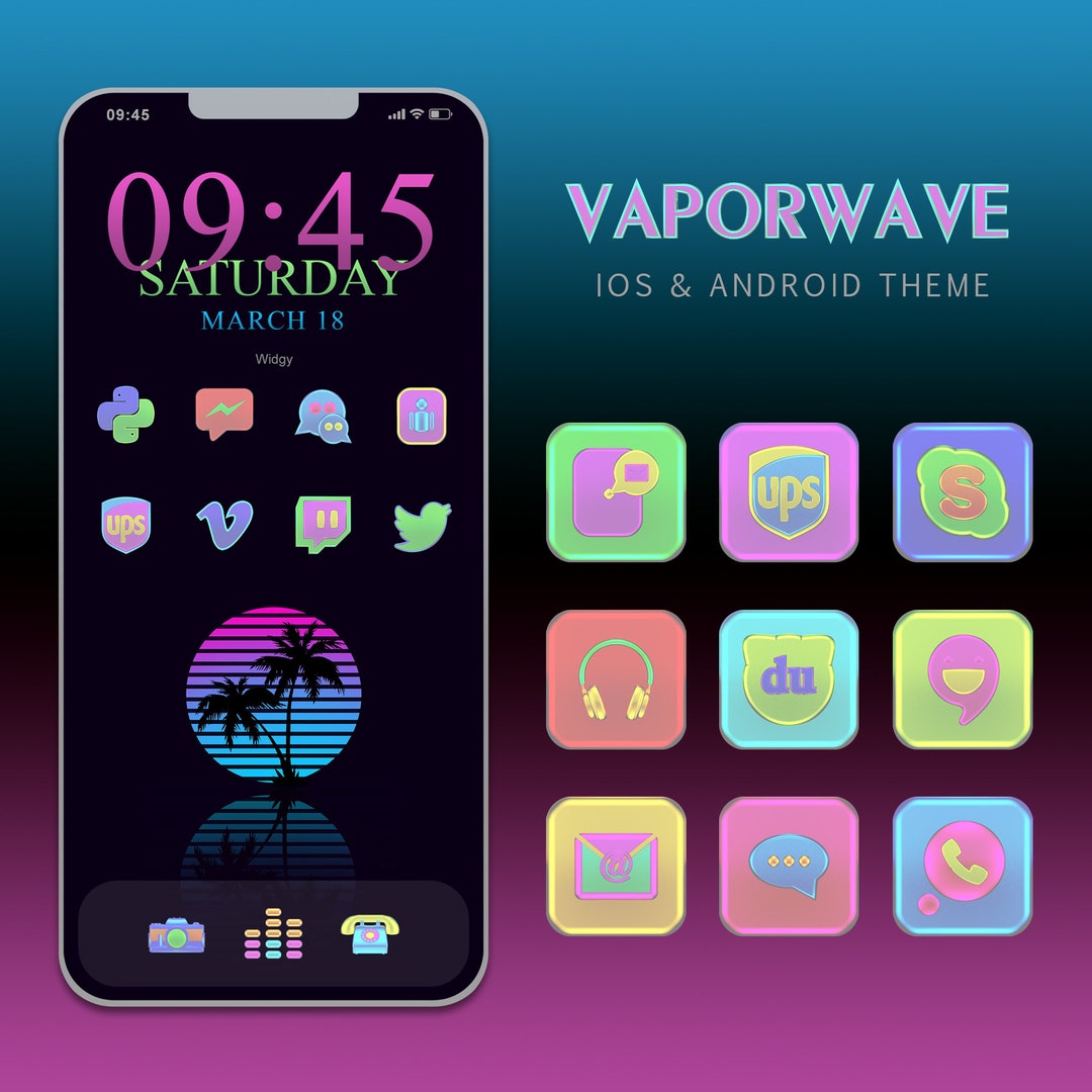 Vaporwave App Icon Set: Pastel Retro Theme for Ios & Android - Etsy