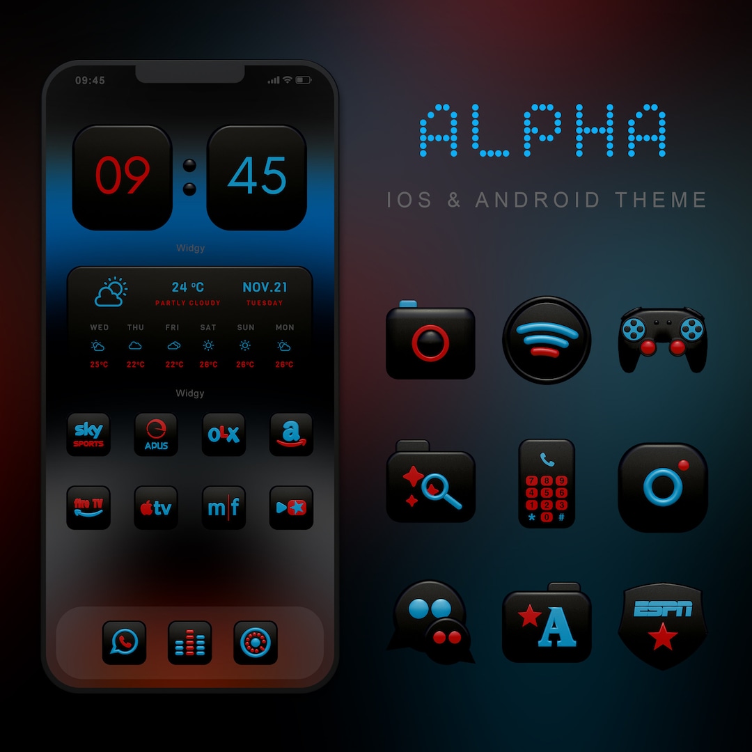 ALPHA Theme, Custom Icons for iPhone and Android Home Screen Layout ...