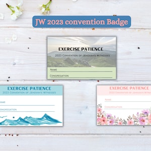 JW 2023 Exercise Patience Convention Badges, JW Convention Name Card ...